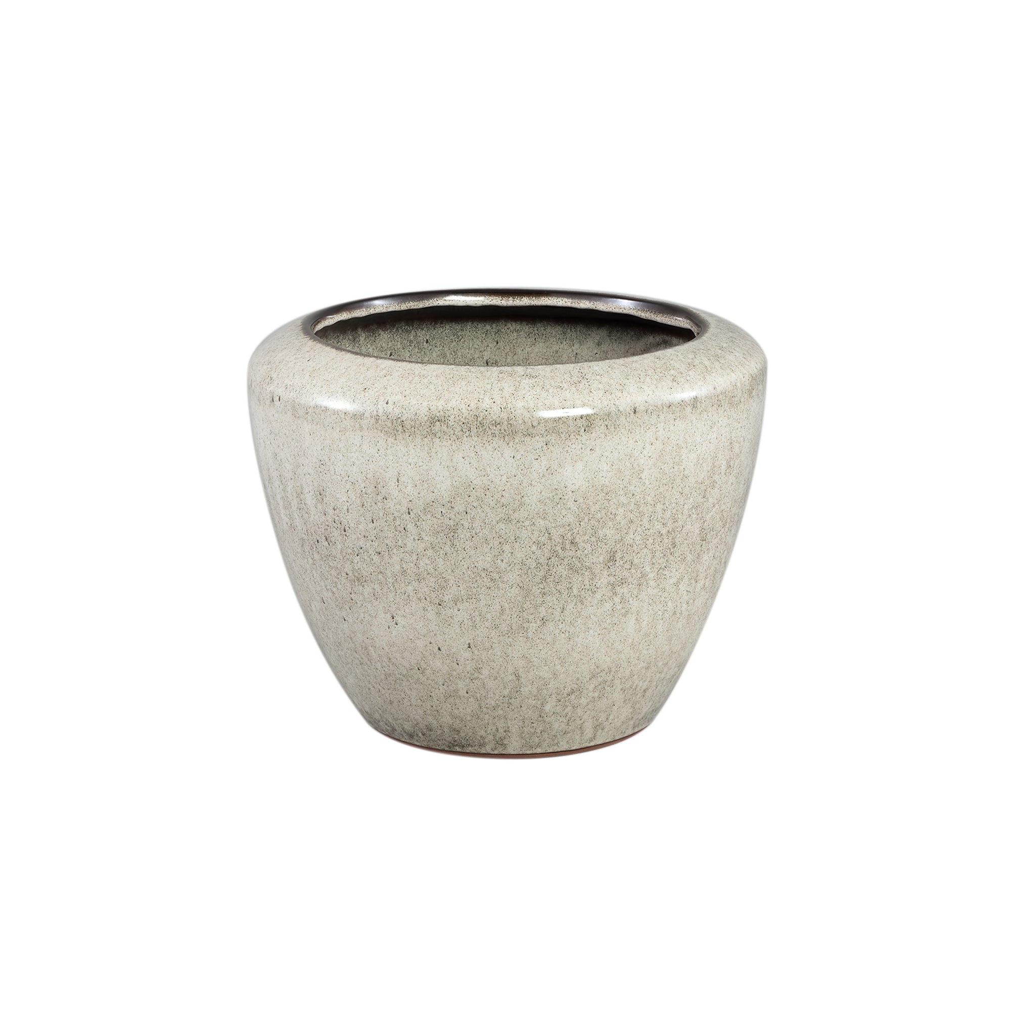 Kyleigh Beige Round Ceramic Pot Smooth Low M – Bankstelplus